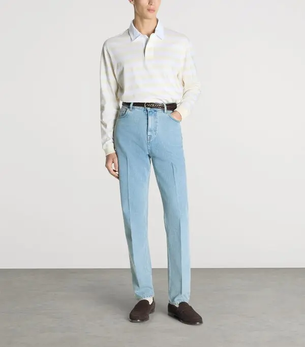 Dunhill Cotton-cashmere Stripe Polo Shirt