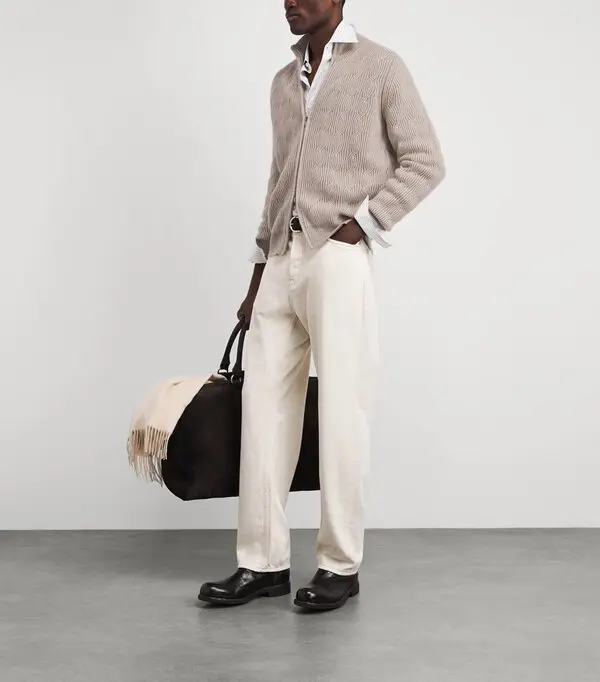 FIORONI CASHMERE Cable-knit Zip-up Sweatshirt