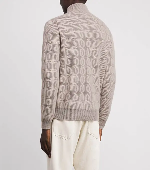 FIORONI CASHMERE Cable-knit Zip-up Sweatshirt