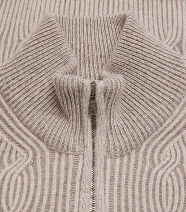 FIORONI CASHMERE Cable-knit Zip-up Sweatshirt