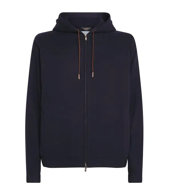 Colombo Wool Zip-up Hoodie - Navy