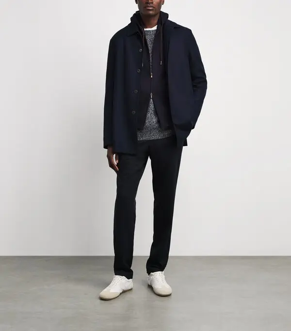 Colombo Wool Zip-up Hoodie - Navy
