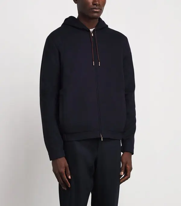 Colombo Wool Zip-up Hoodie - Navy