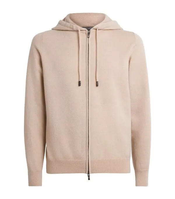 Colombo Cashmere Zip-up Hoodie - Beige