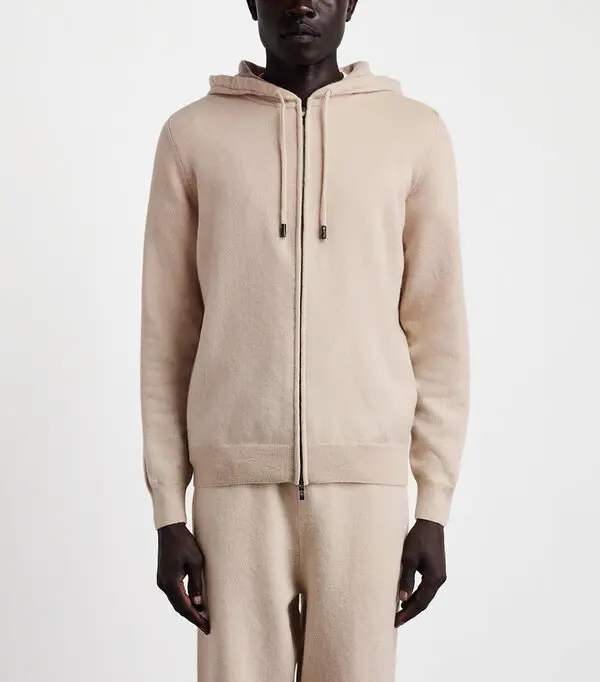 Colombo Cashmere Zip-up Hoodie - Beige