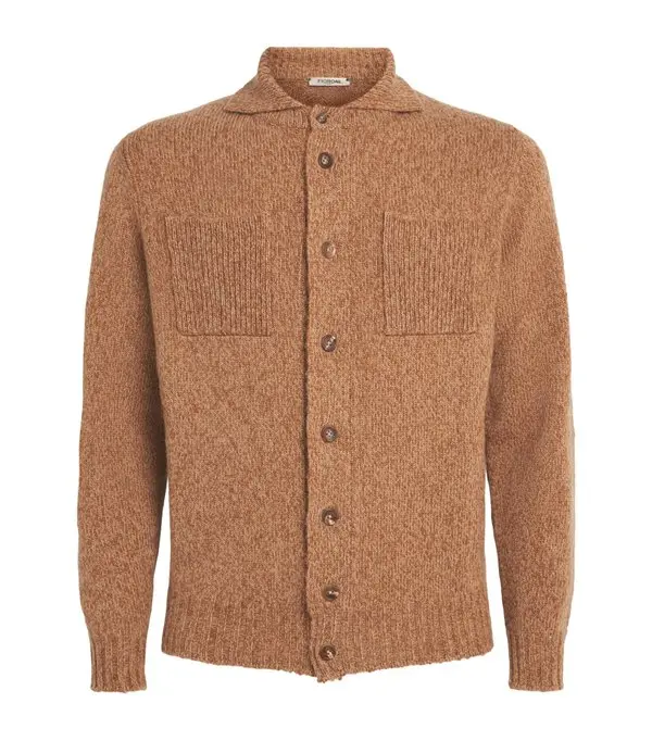 FIORONI CASHMERE Silk Mock-neck Cardigan
