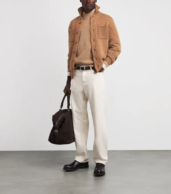 FIORONI CASHMERE Silk Mock-neck Cardigan