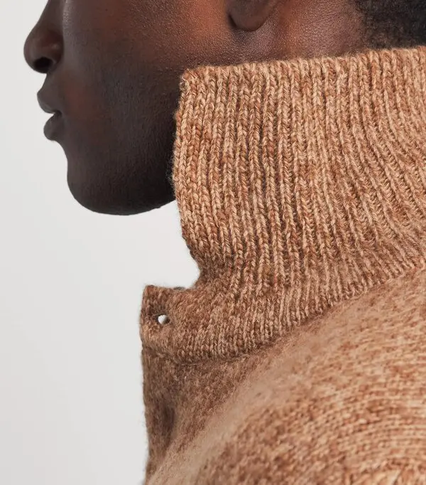 FIORONI CASHMERE Silk Mock-neck Cardigan