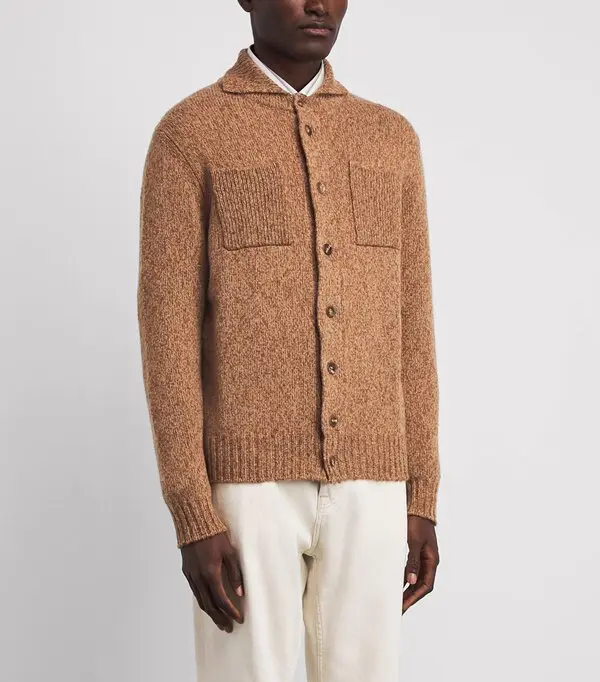 FIORONI CASHMERE Silk Mock-neck Cardigan