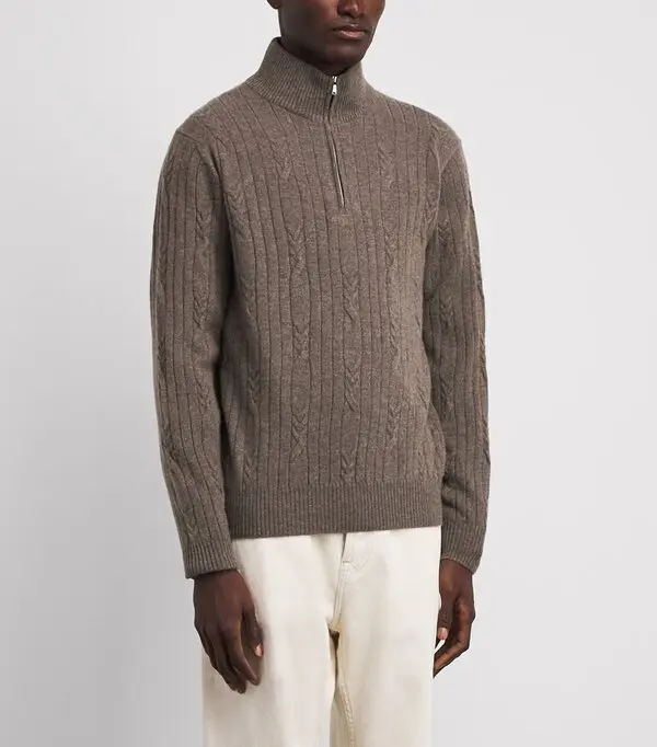 FIORONI CASHMERE Cable Knit Quarter-zip Sweatshirt