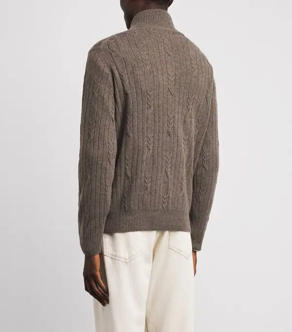 FIORONI CASHMERE Cable Knit Quarter-zip Sweatshirt