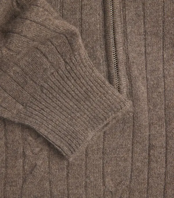 FIORONI CASHMERE Cable Knit Quarter-zip Sweatshirt