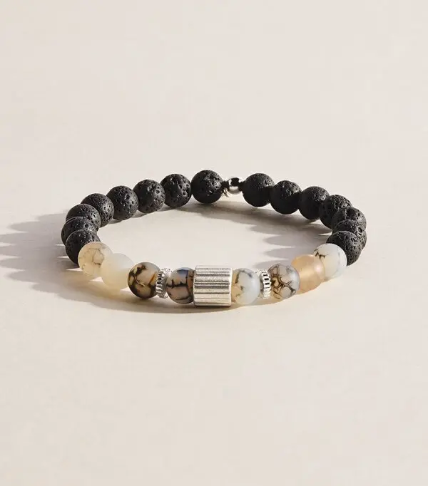 Tateossian Sterling Silver, Agate And Lava Bracelet