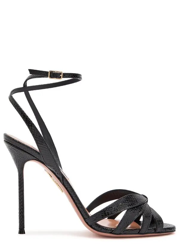 AQUAZZURA Soulmate 105 Snake-effect Leather Sandals