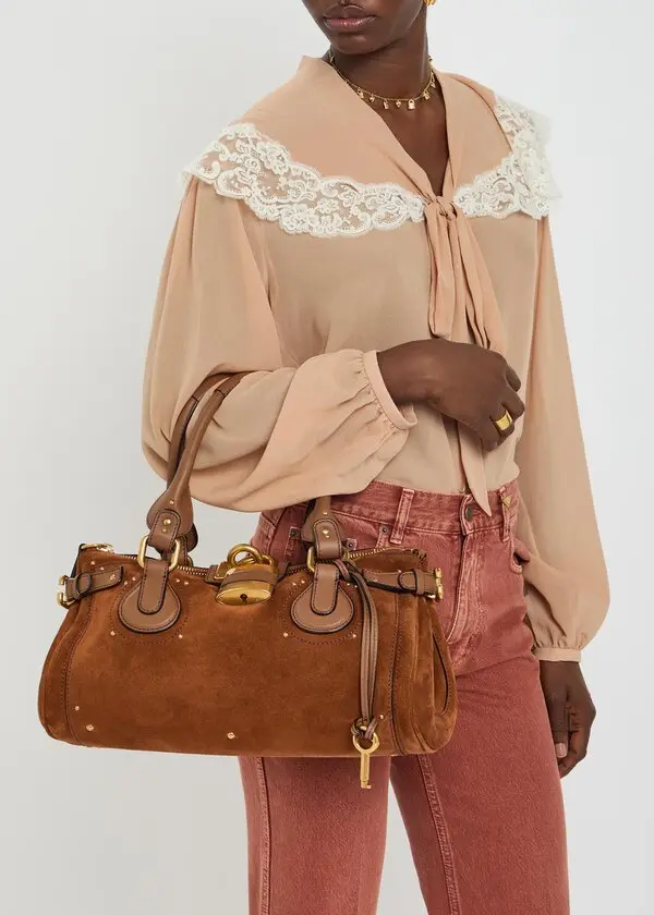Chloé Paddington Suede Shoulder Bag - Terracotta
