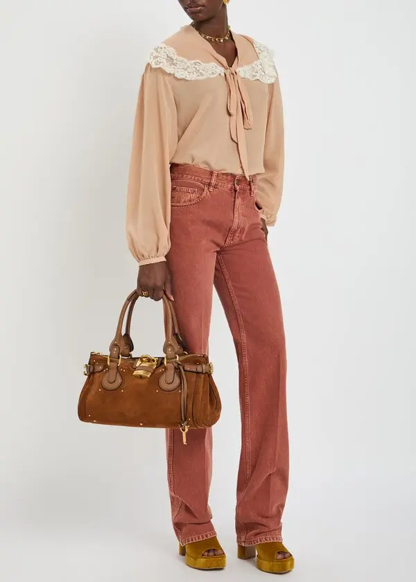 Chloé Paddington Suede Shoulder Bag - Terracotta