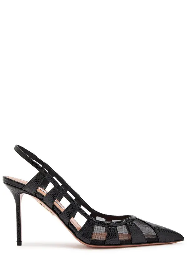 AQUAZZURA Screen 85 Snake-effect Leather Pumps