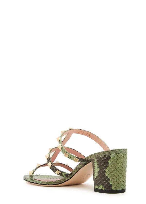 Valentino Garavani Rockstud 60 Real Python Leather Mules