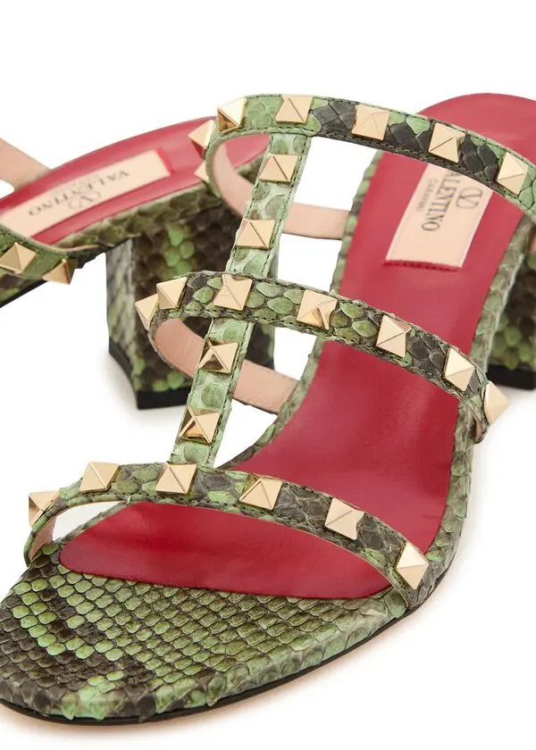 Valentino Garavani Rockstud 60 Real Python Leather Mules