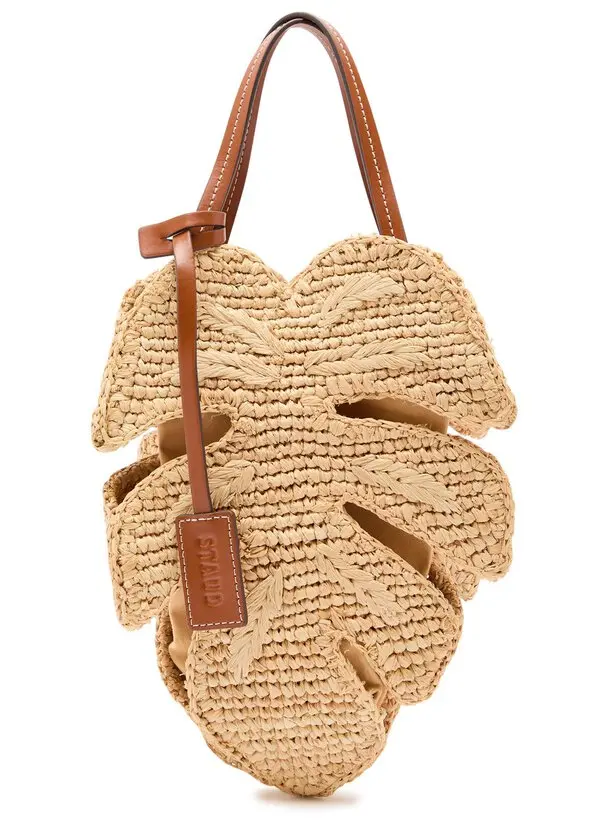 Staud Palm Raffia Top Handle Bag