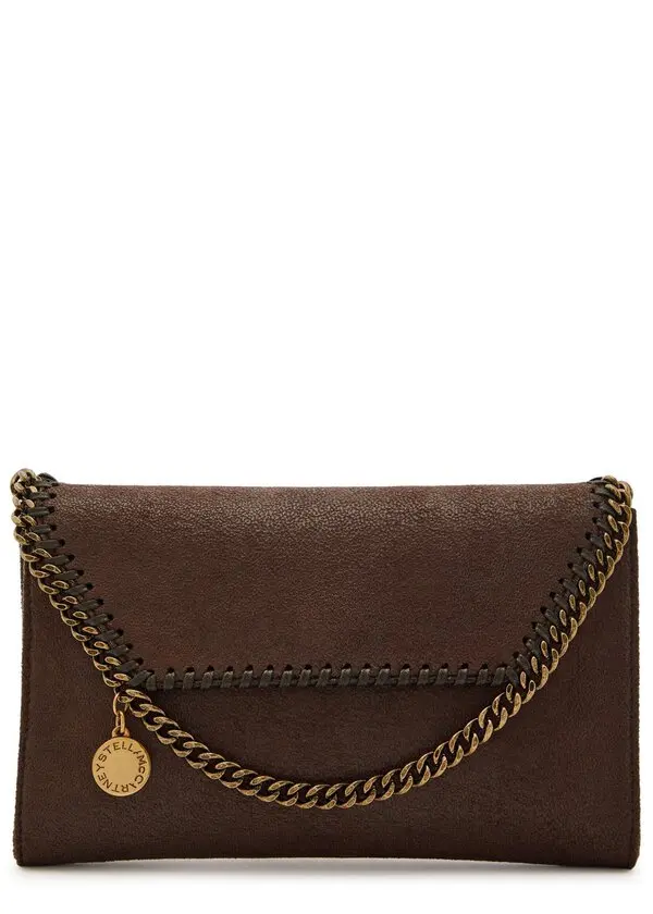 Stella McCartney Falabella Faux Suede Wallet-on-chain - Brown