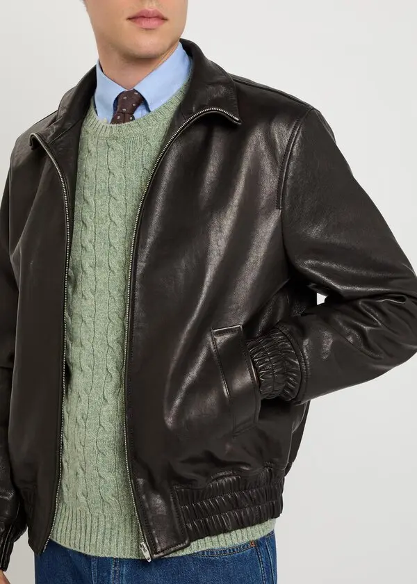 Valentino Garavani Funnel-neck Leather Jacket