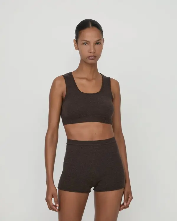CASASOLA Ada Crop Tank - Espresso