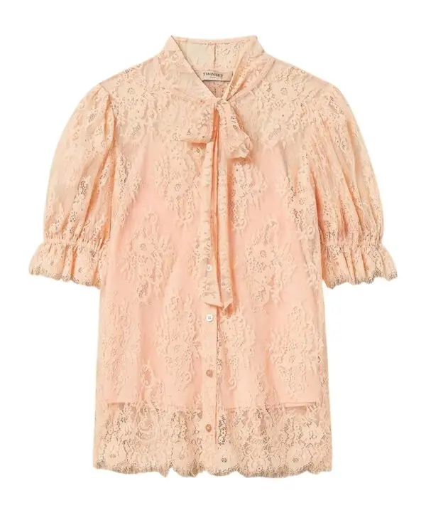 TWINSET Lace Bow Shirt