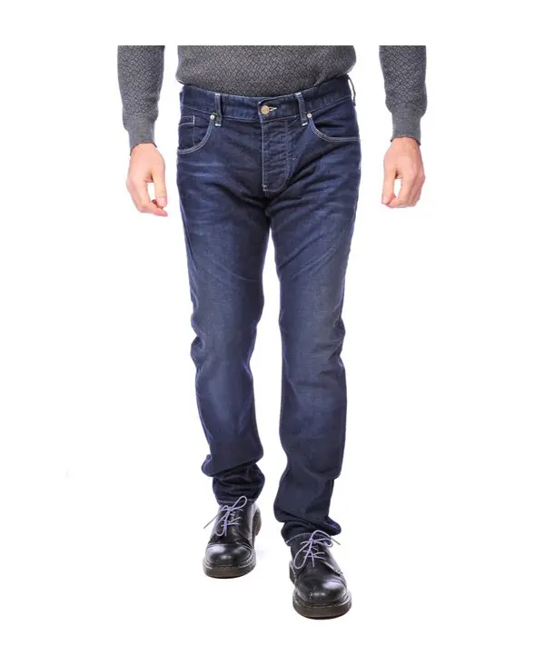 Emporio Armani Slim Fit Dark Wash Logo Jeans - Blue