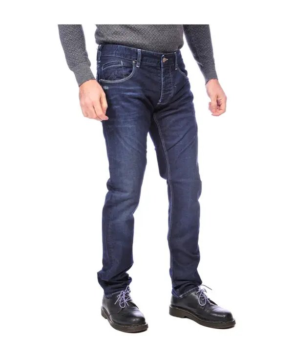 Emporio Armani Slim Fit Dark Wash Logo Jeans - Blue