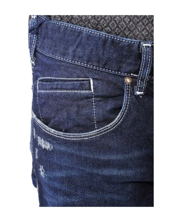 Emporio Armani Slim Fit Dark Wash Logo Jeans - Blue