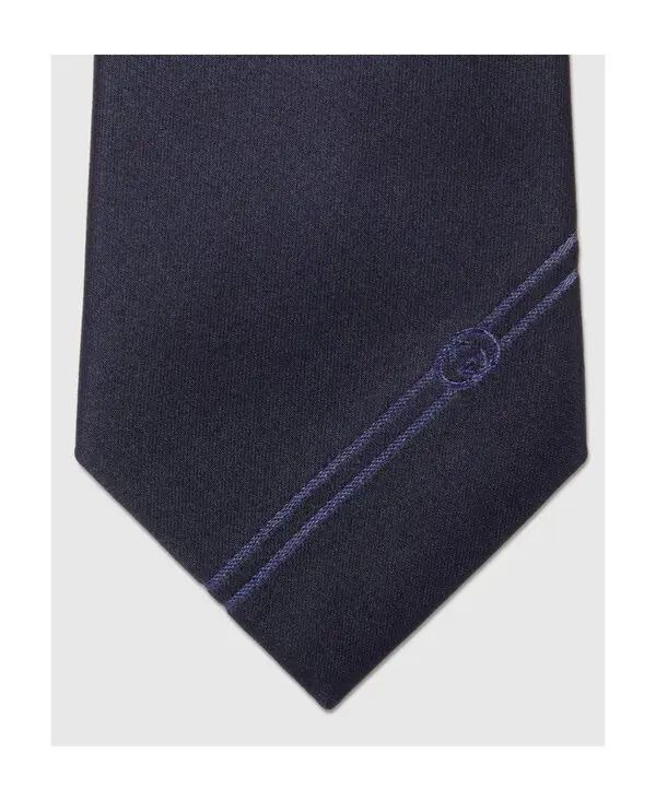 Gucci Silk Tie With Interlocking G - Black