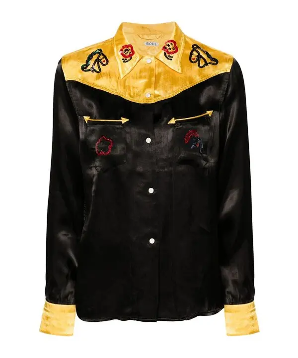 BODE Sequin Rodeo Satin Shirt