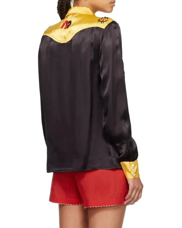 BODE Sequin Rodeo Satin Shirt