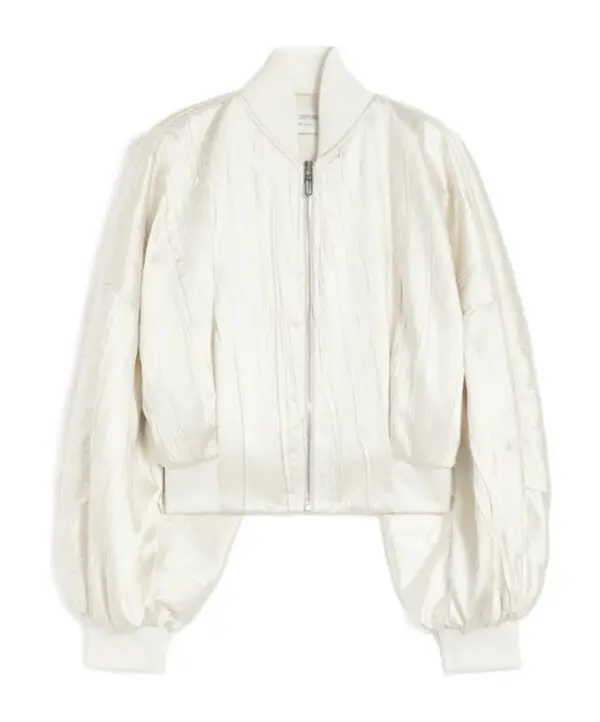 Sportmax Zorro Pleated Satin Bomber Jacket