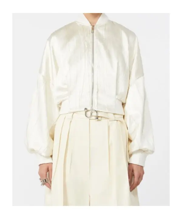 Sportmax Zorro Pleated Satin Bomber Jacket