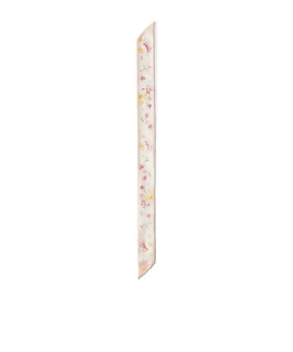 Prada Printed Silk Twill Skinny Scarf - White