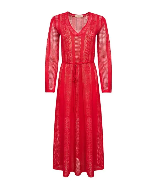 TWINSET Sheer Floral Knitted Dress