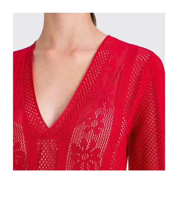 TWINSET Sheer Floral Knitted Dress