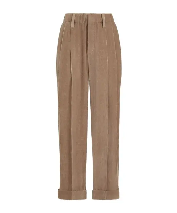 Brunello Cucinelli Fluid Corduroy Baggy Sartorial Trousers - Brown