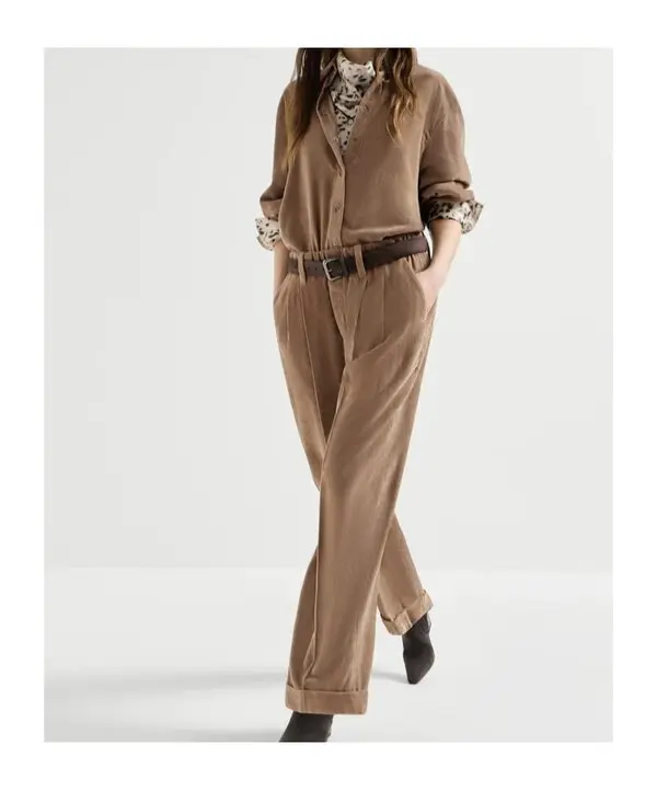 Brunello Cucinelli Fluid Corduroy Baggy Sartorial Trousers - Brown