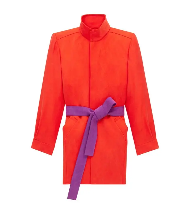 Saint Laurent Belted High Neck Coat