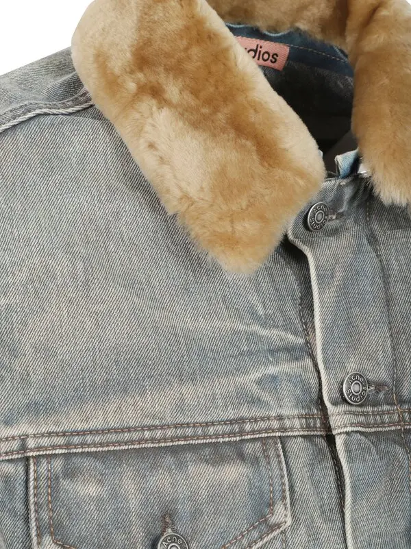 Acne Studios Fur Collar Denim Jacket - Medium Blue