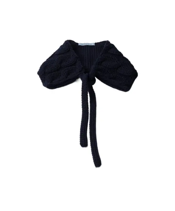 Prada Cable-knit Wool Collar - Navy Blue