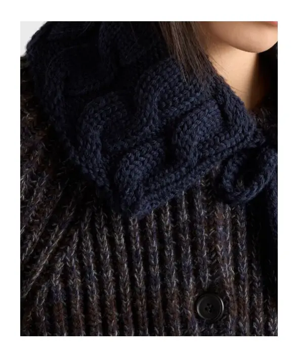 Prada Cable-knit Wool Collar - Navy Blue
