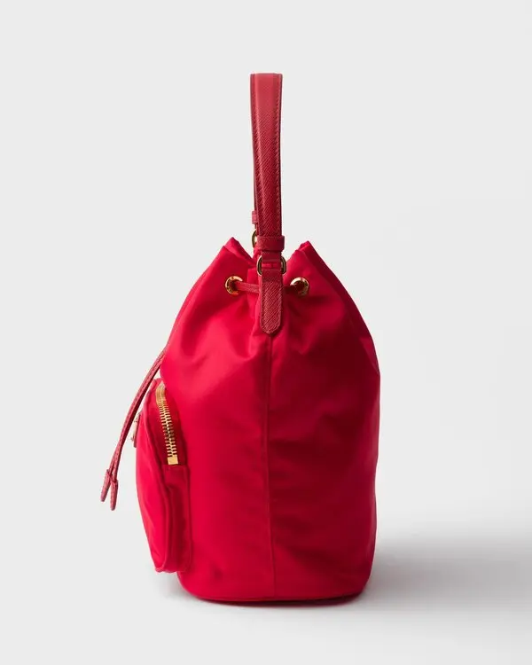Prada Duet Re-nylon Bucket Bag - Red