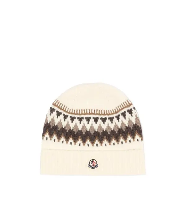 Moncler Jacquard Wool Beanie - Ivory