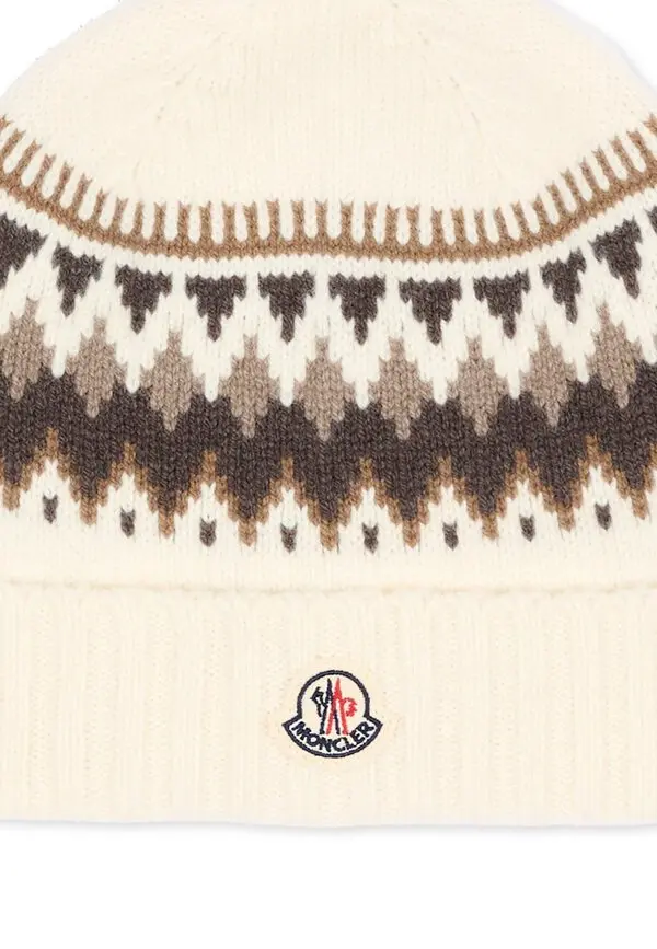 Moncler Jacquard Wool Beanie - Ivory