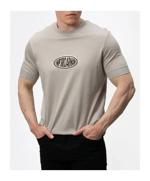 Emporio Armani Logo Embroidered Crew Neck T-shirt