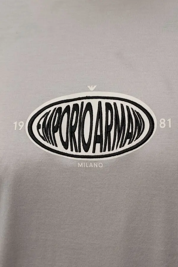 Emporio Armani Logo Embroidered Crew Neck T-shirt
